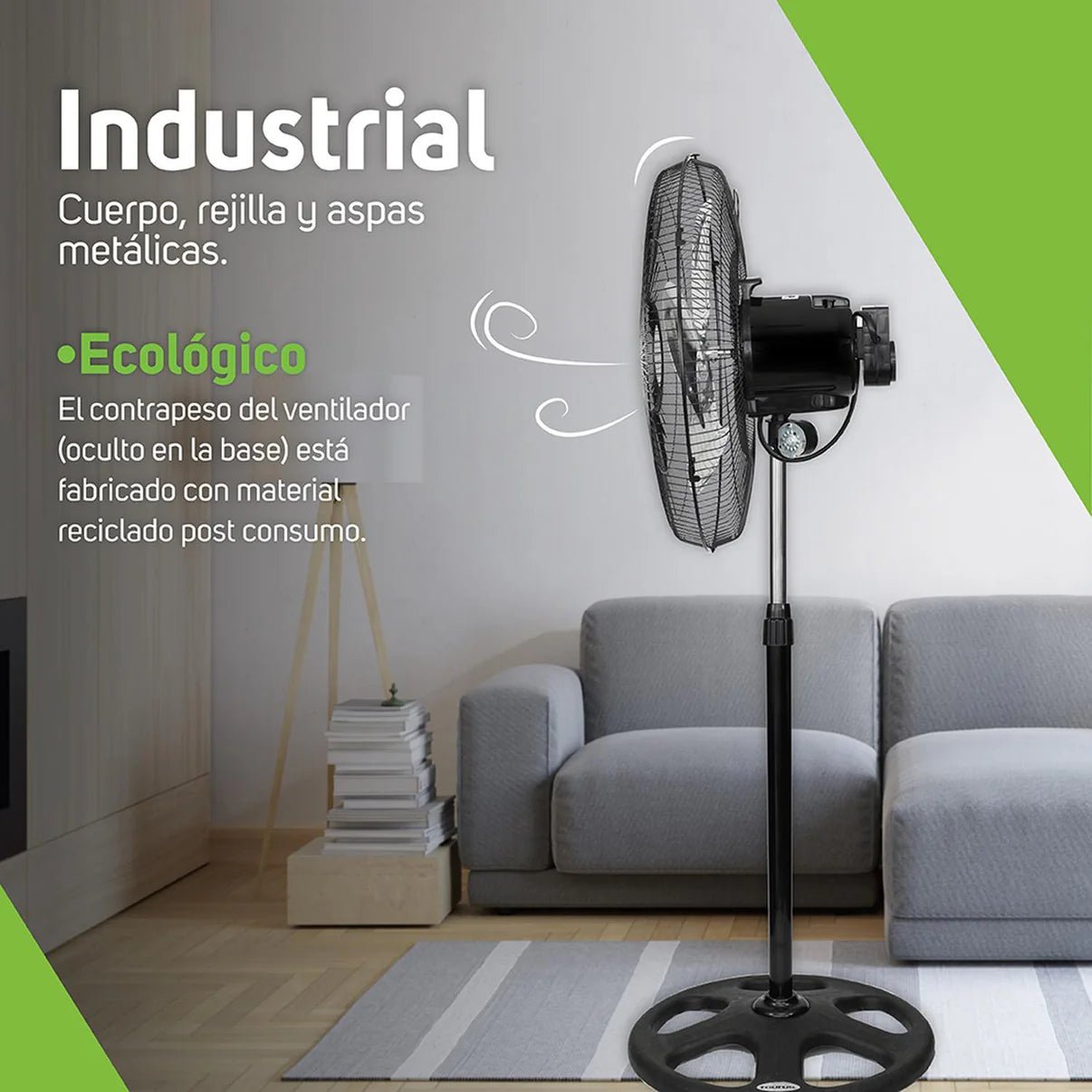 Ventilador Taurus MARTE De Pedestal, Piso o Pared, 18" Con Aspas de Ac ...